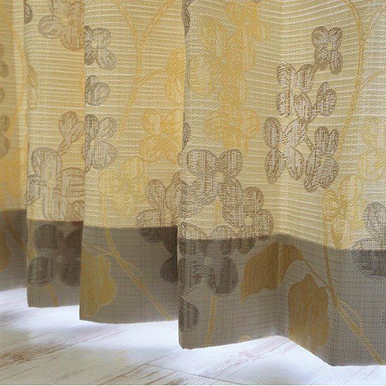 【エクストリームシリーズ】上質ジャガード・形状記憶付カーテン ＜HANAIRO はないろ イエロー＞ | びっくりカーテン｜100サイズカーテンとインテリアの専門店