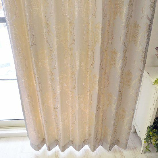 【エクストリームシリーズ】上質ジャガード・形状記憶付カーテン ＜ -Rachel- ラッヘル アイボリー＞ | びっくりカーテン｜100サイズ ...